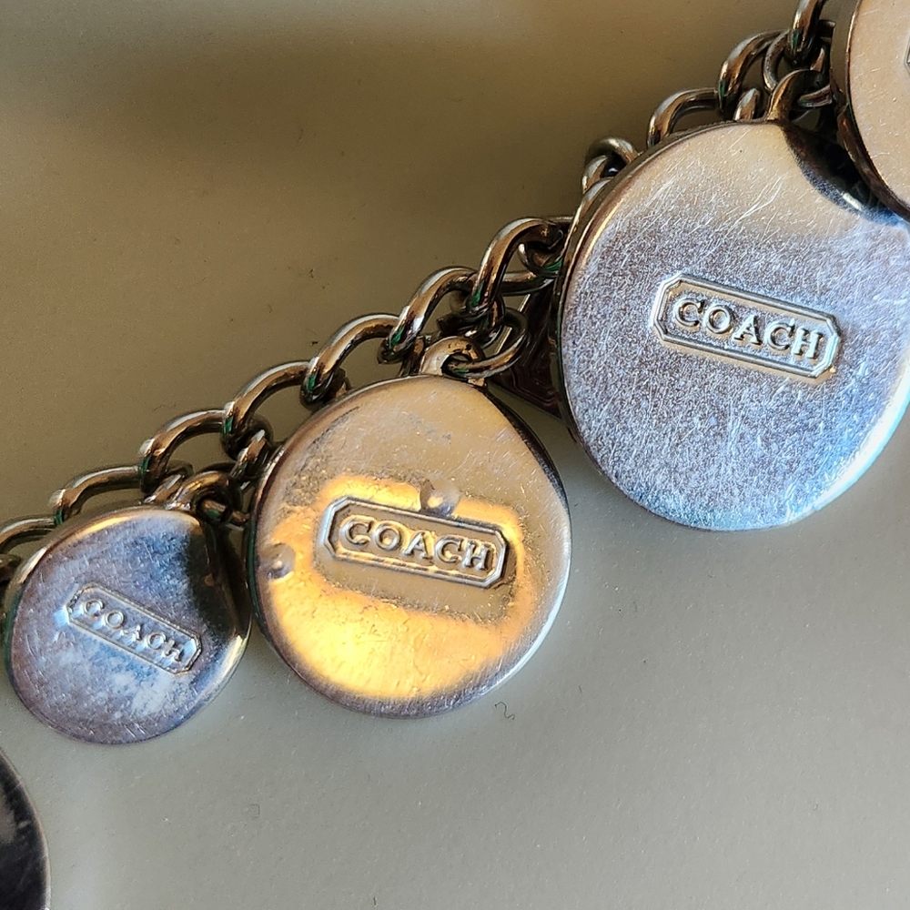 Coach Rare Htf Chunky Silver Metal Logo Yellow Gold C… - Gem